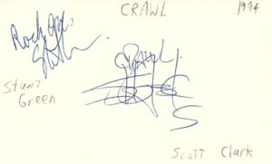 stuart green scott clark crawl rock band music signed index card jsa coa