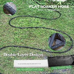 Flat Soaker Hose for garden beds,50 FT Double Layer Design 5/8" Heavy Duty -Saves 80% Water Drip Weeper Hoses Black