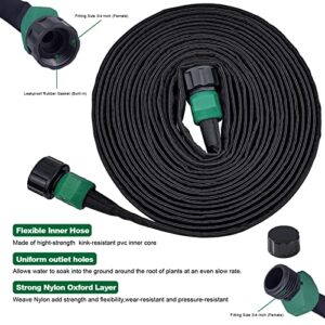 Flat Soaker Hose for garden beds,50 FT Double Layer Design 5/8" Heavy Duty -Saves 80% Water Drip Weeper Hoses Black