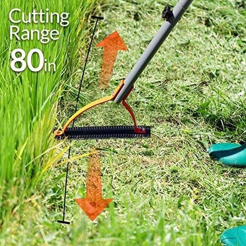 Walensee Weed Grass Cutter with Serrated Double-edged Sharp Blade Manual Grass Whip with 30 Inch Steel Handle Cut Overgrown Weeds Cutting Hand Tool Steel Sod Cutter for Garden, Yard, Field and Ditches