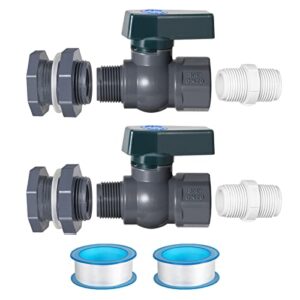 2 pack rain barrel spigot kit – suswillhit water barrel pvc garden diverter kit with bulkhead fitting hose faucet adapter and thread seal tape for water tanks, aquariums, tubs, pool, garden barrel