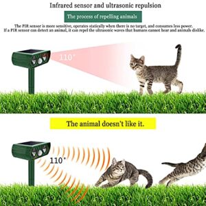 HPDFCU Ultrasonic Dog Chaser, Solar Ultrasonic Outdoor Animal Deterrent with Motion Sensor Hunter Equipment, Protect courtyards, Lawn Gardens and Fruit Trees. Suitable for Cat, Dog, Rabbit, Miceetc.