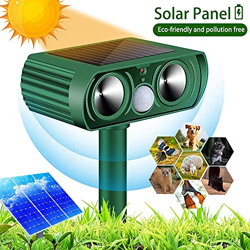 HPDFCU Ultrasonic Dog Chaser, Solar Ultrasonic Outdoor Animal Deterrent with Motion Sensor Hunter Equipment, Protect courtyards, Lawn Gardens and Fruit Trees. Suitable for Cat, Dog, Rabbit, Miceetc.