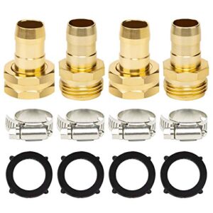 3/4"Aluminium Garden Hose Repair Connector with Stainless Steel Clamps, Male and Female Garden Hose Fittings, Mender End Repair Kit,Water Hose End Mender,Fit for 3/4"Garden Water Hose Fitting 2 Set