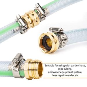 3/4"Aluminium Garden Hose Repair Connector with Stainless Steel Clamps, Male and Female Garden Hose Fittings, Mender End Repair Kit,Water Hose End Mender,Fit for 3/4"Garden Water Hose Fitting 2 Set