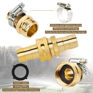 3/4"Aluminium Garden Hose Repair Connector with Stainless Steel Clamps, Male and Female Garden Hose Fittings, Mender End Repair Kit,Water Hose End Mender,Fit for 3/4"Garden Water Hose Fitting 2 Set