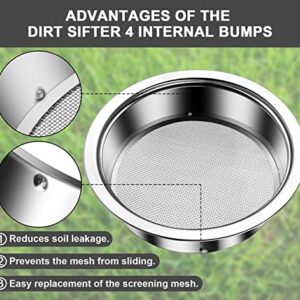 Garden Sieve Sifting Soil Sifter - 9.5in Composts Sifter,Garden Sifter Pans Sifting Pan Contain 5 Models Soil Sieve Hole Dirt Strainer,Rock Sifter Dirt Sifter for Sifting Screen,Peat Moss and More.