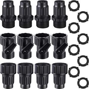 4 sets garden expandable hose repair kit faucet adapter hose female male connectors with 4 pieces hose shut off valve and 8 pieces 3/4 inch rubber gaskets