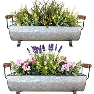 ShabbyDecor Galvanized Metal Trough Succulent Planter Farmhouse Metal Tray Rustic Tabletop Centerpiece Décor Set of 2