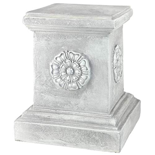 Design Toscano CL5194 English Rosette Sculptural Garden Plinth Base Statuary Pedestal, Large, antique stone