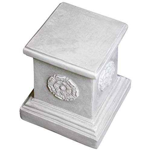 Design Toscano CL5194 English Rosette Sculptural Garden Plinth Base Statuary Pedestal, Large, antique stone