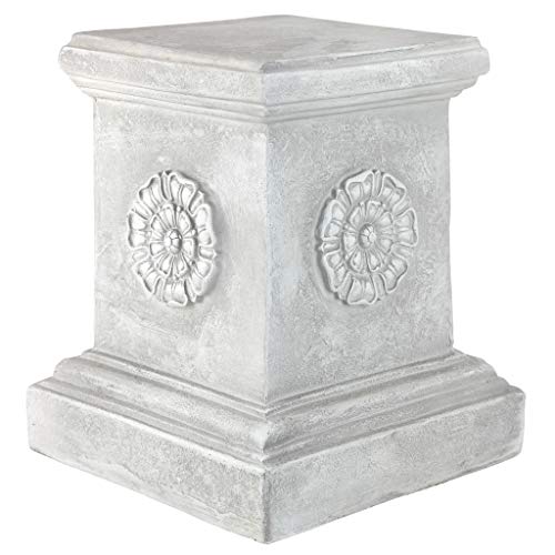 Design Toscano CL5194 English Rosette Sculptural Garden Plinth Base Statuary Pedestal, Large, antique stone