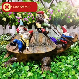 Sunthus Garden Gnome Turtle Statues Yard Art Resin Figurine Decorations Outdoor Garden Décor