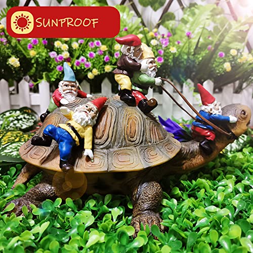 Sunthus Garden Gnome Turtle Statues Yard Art Resin Figurine Decorations Outdoor Garden Décor