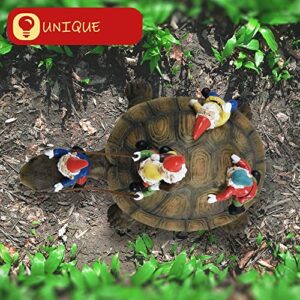 Sunthus Garden Gnome Turtle Statues Yard Art Resin Figurine Decorations Outdoor Garden Décor