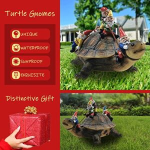 Sunthus Garden Gnome Turtle Statues Yard Art Resin Figurine Decorations Outdoor Garden Décor