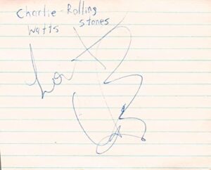 charlie watts musician for rolling stones rock band music signed index card jsa coa