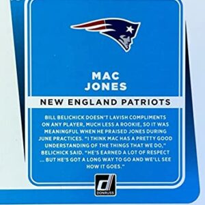 Mac Jones 2021 Donruss Mint Rated Rookie Card #255 picturing this First Round Pick in his Blue New England Patriots Jersey