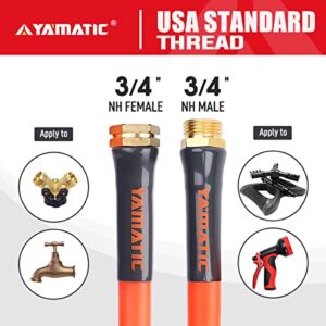 YAMATIC Female to Female Short Garden Hose 5/8 in x 5 ft, 2 in 1 Dual Use Heavy Duty Leader Hose with Solid Brass Connector, All-Weather Water Hose, Burst 600 PSI