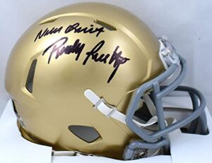 rudy ruettiger signed notre dame riddell speed mini helmet w/never quit- beckett w hologram black