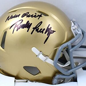 Rudy Ruettiger Signed Notre Dame Riddell Speed Mini Helmet W/Never Quit- Beckett W Hologram Black