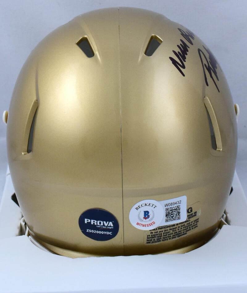 Rudy Ruettiger Signed Notre Dame Riddell Speed Mini Helmet W/Never Quit- Beckett W Hologram Black