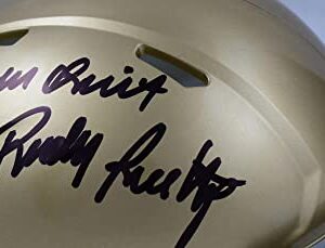 Rudy Ruettiger Signed Notre Dame Riddell Speed Mini Helmet W/Never Quit- Beckett W Hologram Black