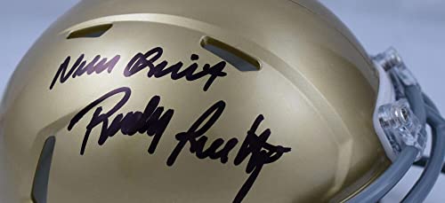 Rudy Ruettiger Signed Notre Dame Riddell Speed Mini Helmet W/Never Quit- Beckett W Hologram Black