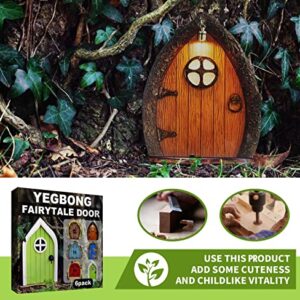 GDDFZ 6 Pcs Fairy Door for Trees, Miniature Fairy Garden Outdoor Decor Accessories