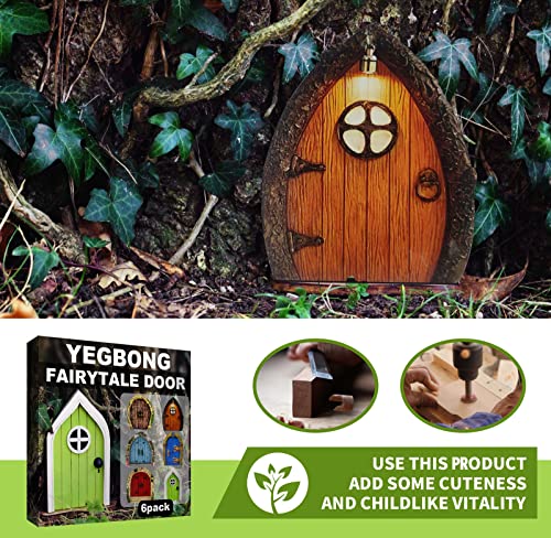 GDDFZ 6 Pcs Fairy Door for Trees, Miniature Fairy Garden Outdoor Decor Accessories