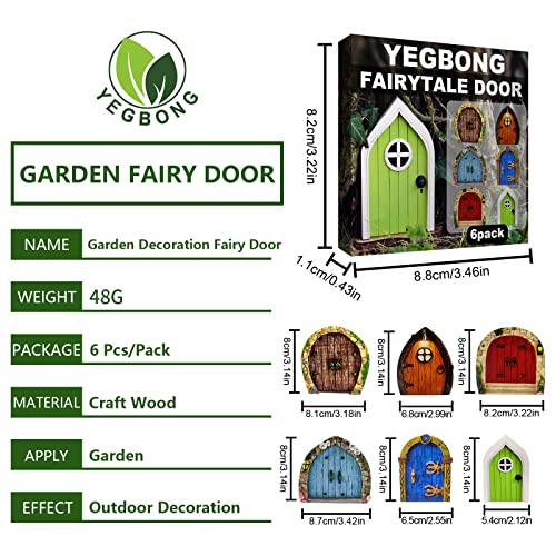 GDDFZ 6 Pcs Fairy Door for Trees, Miniature Fairy Garden Outdoor Decor Accessories