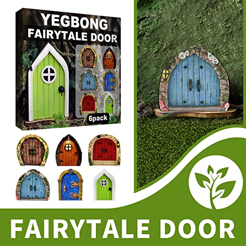 GDDFZ 6 Pcs Fairy Door for Trees, Miniature Fairy Garden Outdoor Decor Accessories