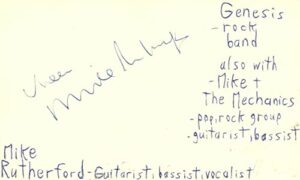 mike rutherfor for ford guitarist vocalist genesis rock band signed index card jsa coa