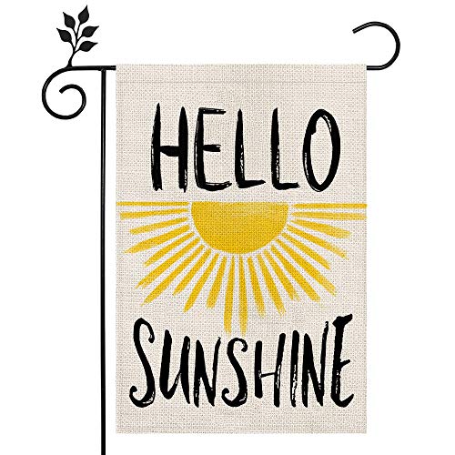 CROWNED BEAUTY Summer Hello Sunshine Garden Flag 12×18 Inch Boho Double Sided Vertical Yard Outside Flag