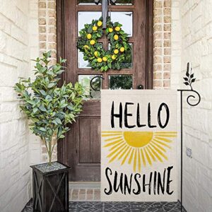 CROWNED BEAUTY Summer Hello Sunshine Garden Flag 12×18 Inch Boho Double Sided Vertical Yard Outside Flag