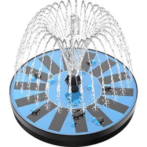 gaizerl solar fountain bird bath fountains upgraded 100% glass panel, solar powered water fountain pump with 8 nozzle & 4 fixer for garden, pond, pool, patio, fish tank, outdoor – no battery needed