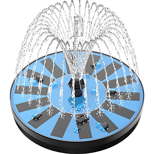 GAIZERL Solar Fountain Bird Bath Fountains Upgraded 100% Glass Panel, Solar Powered Water Fountain Pump with 8 Nozzle & 4 Fixer for Garden, Pond, Pool, Patio, Fish Tank, Outdoor - No Battery Needed