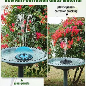 GAIZERL Solar Fountain Bird Bath Fountains Upgraded 100% Glass Panel, Solar Powered Water Fountain Pump with 8 Nozzle & 4 Fixer for Garden, Pond, Pool, Patio, Fish Tank, Outdoor - No Battery Needed