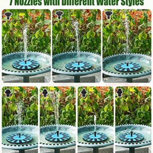 GAIZERL Solar Fountain Bird Bath Fountains Upgraded 100% Glass Panel, Solar Powered Water Fountain Pump with 8 Nozzle & 4 Fixer for Garden, Pond, Pool, Patio, Fish Tank, Outdoor - No Battery Needed