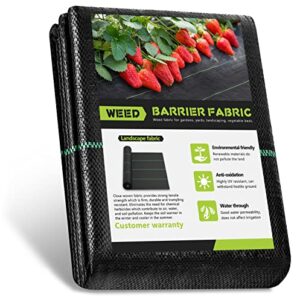 Garden Weed Barrier Landscape Fabric Heavy Duty, Woven Ground Cover Weed Barrier, Black Mulch for Landscaping Fabric, Weed Control Fabric Mat for Garden Beds, Landscaping, Driveway 5x50FT