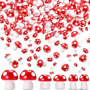 160 pcs tiny mushrooms mini figurines miniature cute colorful mushroom figurines indoor outdoor mushroom statue decor mushroom decoration for garden landscape bonsai craft ornament (red, s, m, l)