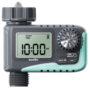 rainpoint sprinkler timer, programmable water timer for garden hose, outdoor hose timer with rain delay/manual watering system, digital irrigation timer system for yard, lawns, 1 outlet