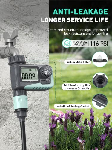 RAINPOINT Sprinkler Timer, Programmable Water Timer for Garden Hose, Outdoor Hose Timer with Rain Delay/Manual Watering System, Digital Irrigation Timer System for Yard, Lawns, 1 Outlet