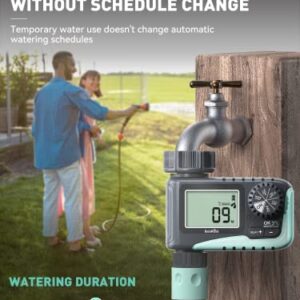 RAINPOINT Sprinkler Timer, Programmable Water Timer for Garden Hose, Outdoor Hose Timer with Rain Delay/Manual Watering System, Digital Irrigation Timer System for Yard, Lawns, 1 Outlet