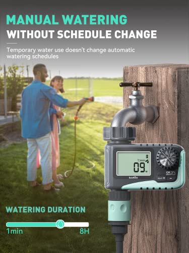 RAINPOINT Sprinkler Timer, Programmable Water Timer for Garden Hose, Outdoor Hose Timer with Rain Delay/Manual Watering System, Digital Irrigation Timer System for Yard, Lawns, 1 Outlet