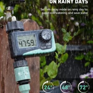 RAINPOINT Sprinkler Timer, Programmable Water Timer for Garden Hose, Outdoor Hose Timer with Rain Delay/Manual Watering System, Digital Irrigation Timer System for Yard, Lawns, 1 Outlet