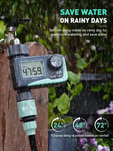 RAINPOINT Sprinkler Timer, Programmable Water Timer for Garden Hose, Outdoor Hose Timer with Rain Delay/Manual Watering System, Digital Irrigation Timer System for Yard, Lawns, 1 Outlet