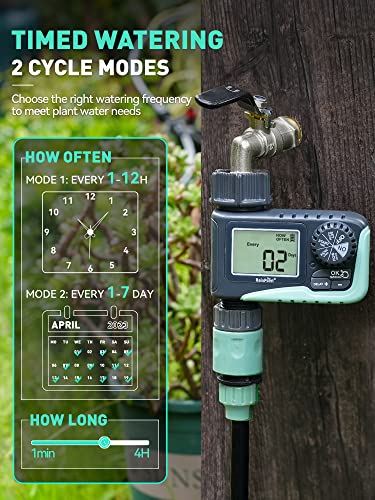 RAINPOINT Sprinkler Timer, Programmable Water Timer for Garden Hose, Outdoor Hose Timer with Rain Delay/Manual Watering System, Digital Irrigation Timer System for Yard, Lawns, 1 Outlet