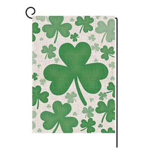 bravilan st. patrick’s day garden flag vertical double sided irish green shamrock garden flag, st patricks day holiday yard home outdoor decoration 12.5 x 18 inch