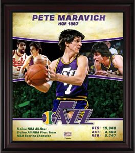 pete maravich utah jazz framed 15″ x 17″ hardwood classics player collage – nba player plaques and collages